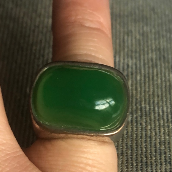 Jewelry | Vintage Silver Tone Ring With Green Stone | Poshmark